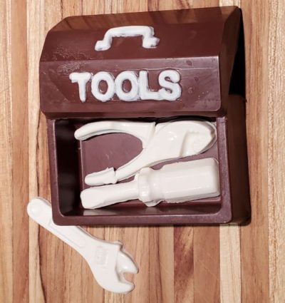 3D Chocolate Tool box with chocolate tools - Virginia's Finest Chocolates