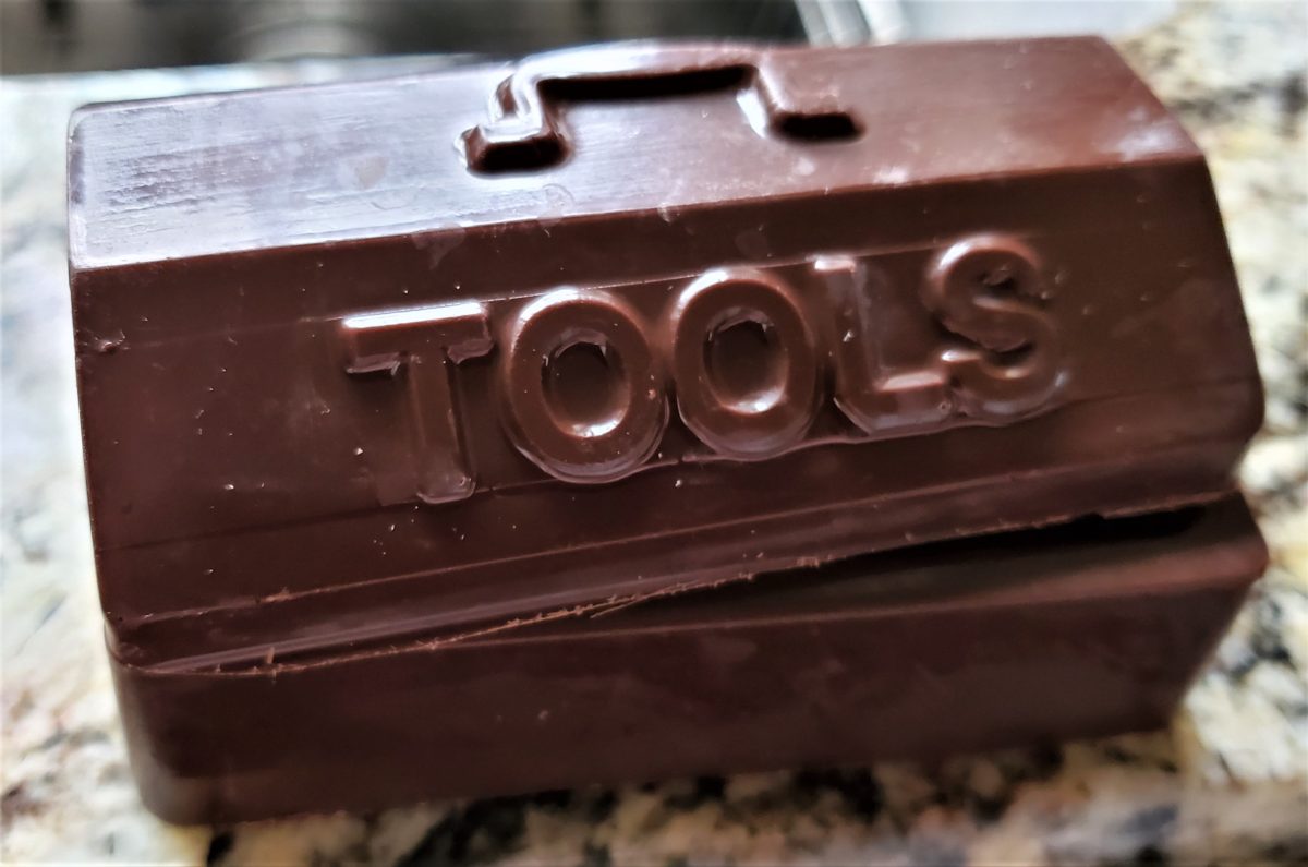 3D Chocolate Tool box with chocolate tools - Virginia's Finest Chocolates