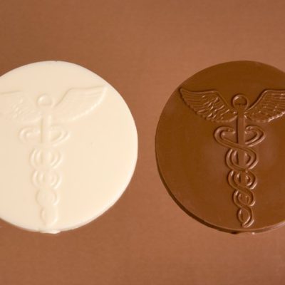 Medical Caduceus chocolate medallion - Virginia's Finest Chocolates