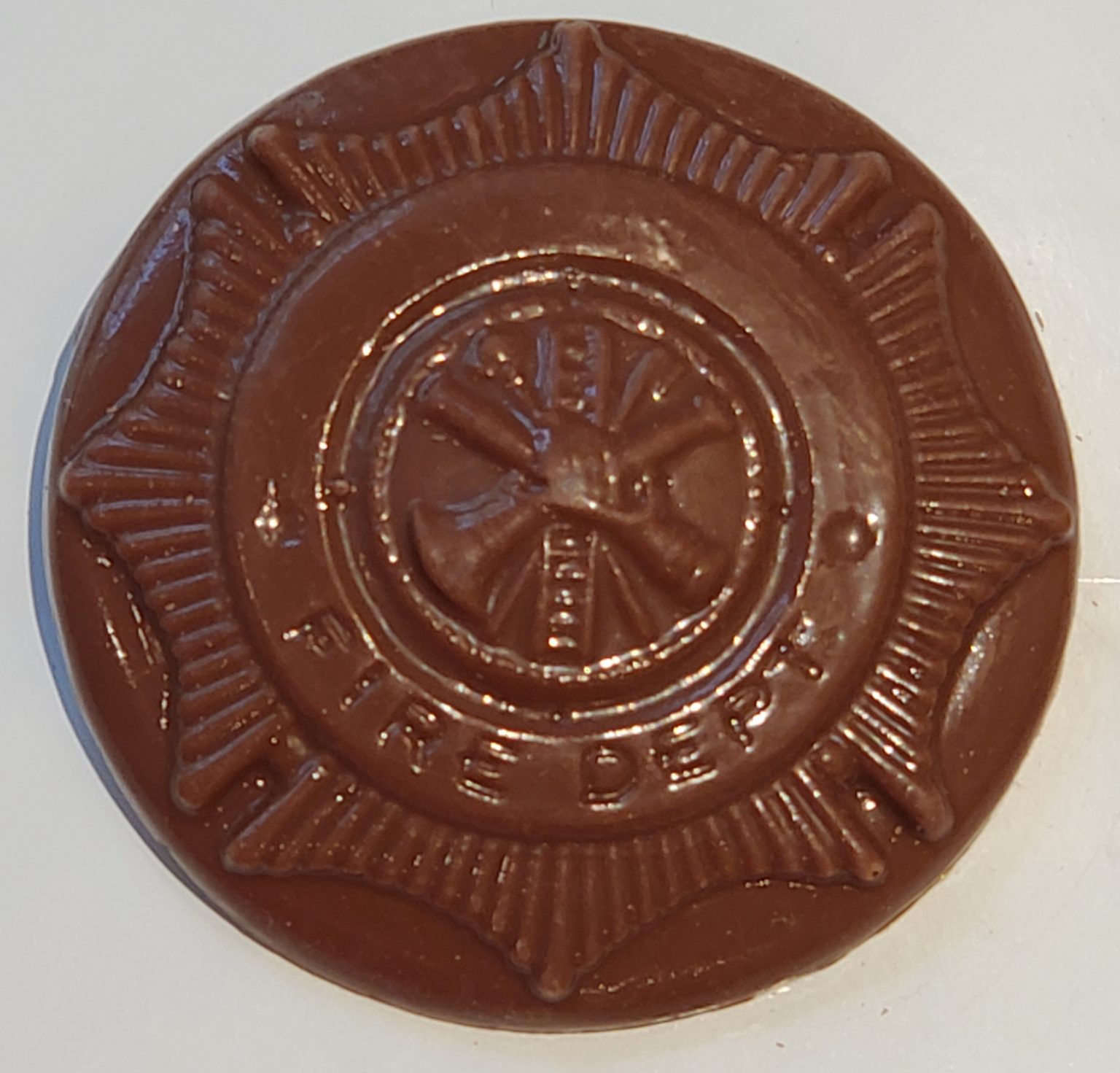 Fire Department chocolate emblem - Virginia's Finest Chocolates